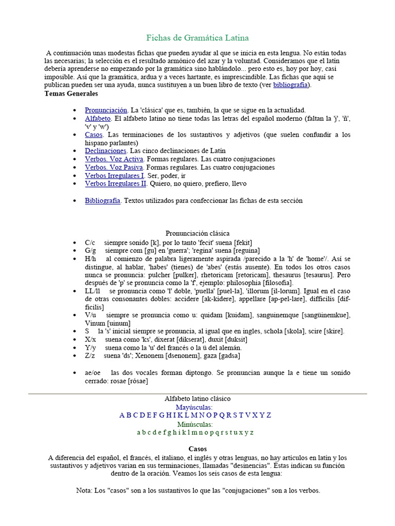 Fichas de Gramatica Latina | PDF | latín | Verbo