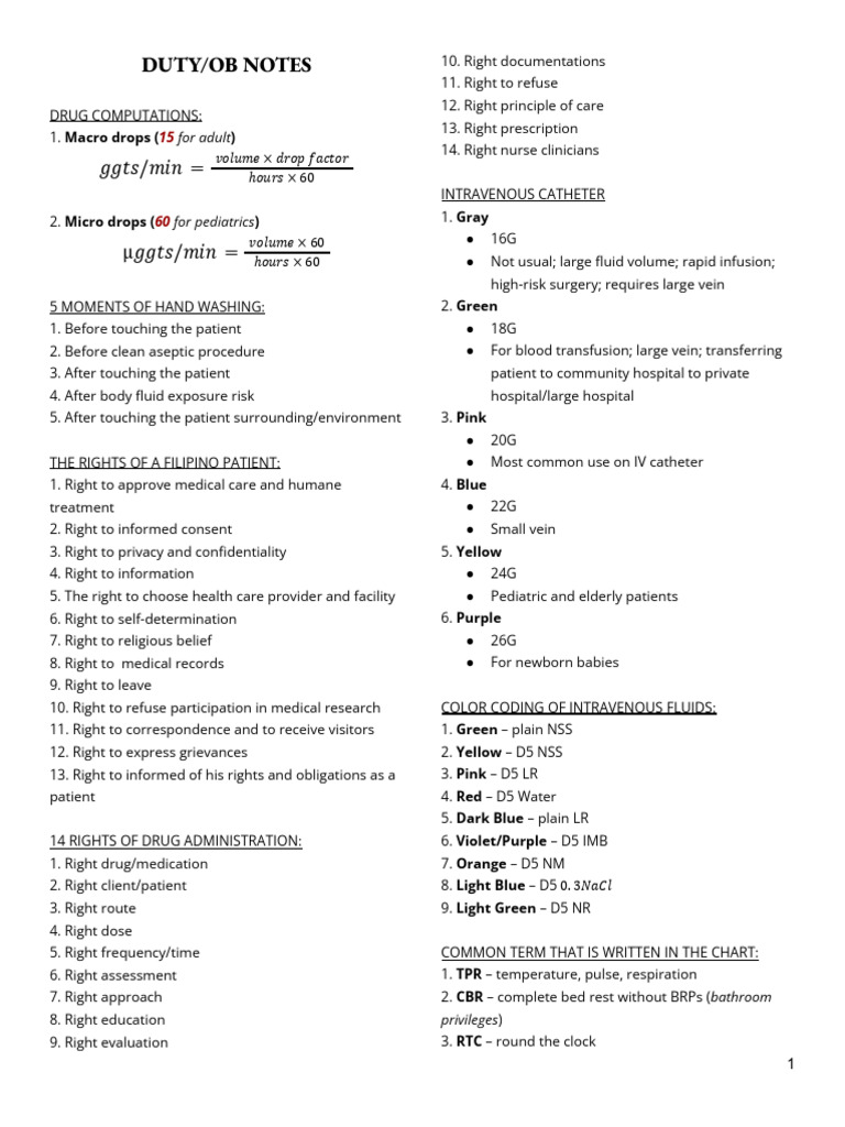 Duty Notes | PDF | Intravenous Therapy | Childbirth