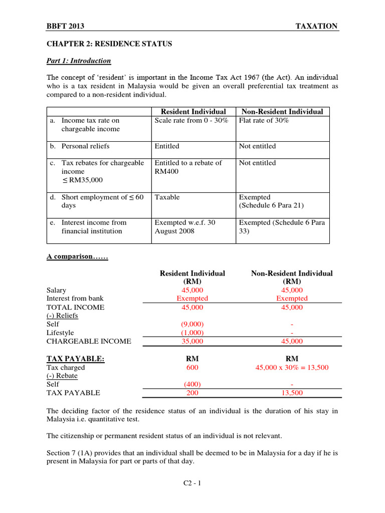 Chapter 2 Residence status | PDF | Taxes | Payments