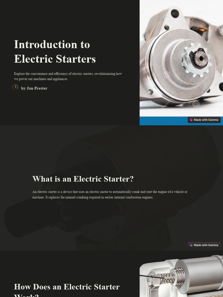 Introduction To Electric Starters: by Jan Prester | PDF | Electric ...