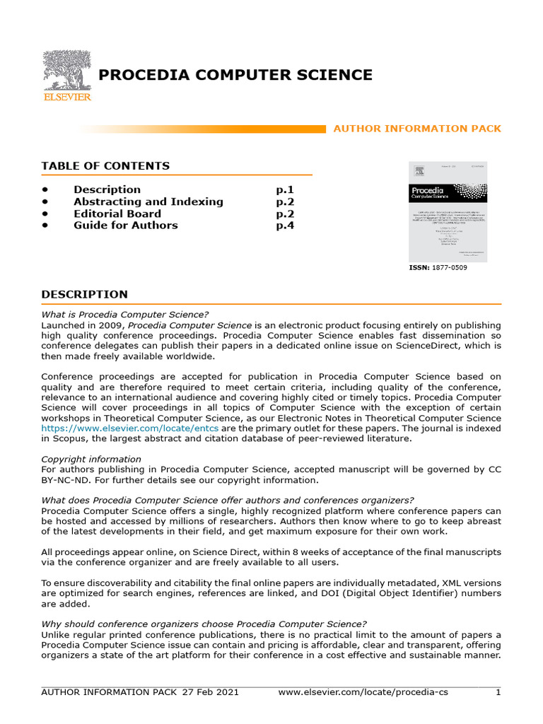 PROCS Guide For Authors | PDF | Open Access | Creative Commons License