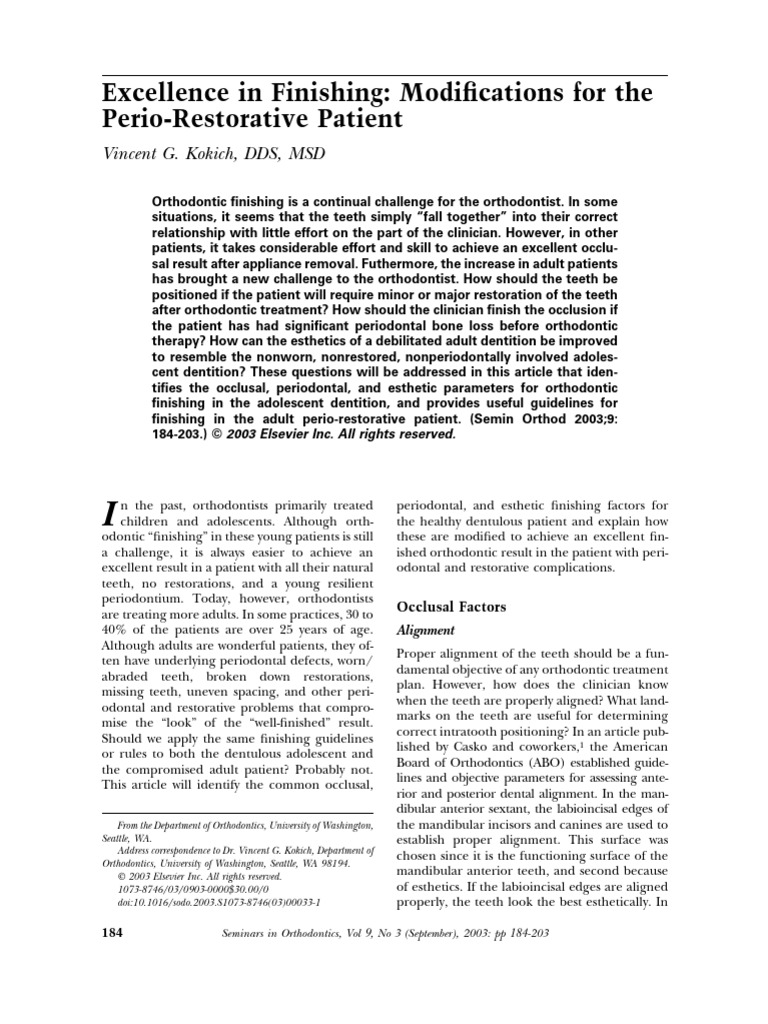 Excellence in Finishing - Modifications For The Perio-Restorative ...