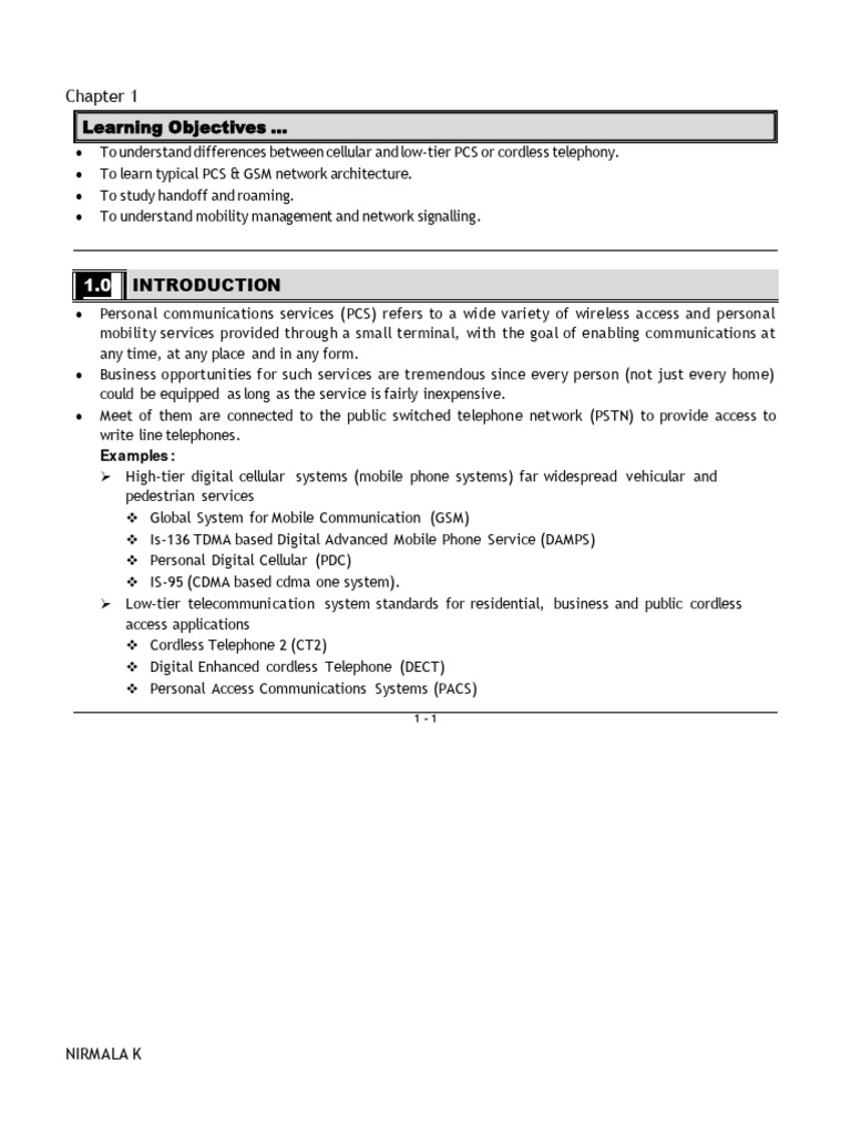 MWN Chapter 1 Nirmala K | PDF | Cellular Network | Duplex (Telecommunications)