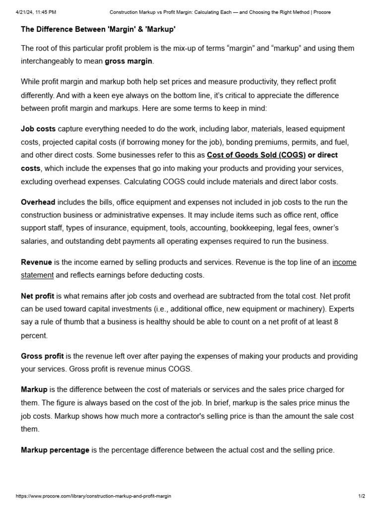 Construction Markup Vs Profit Margin - Calculating Each - and Choosing ... Construction Markup Vs Profit Margin - Calculating Each - and Choosing ...