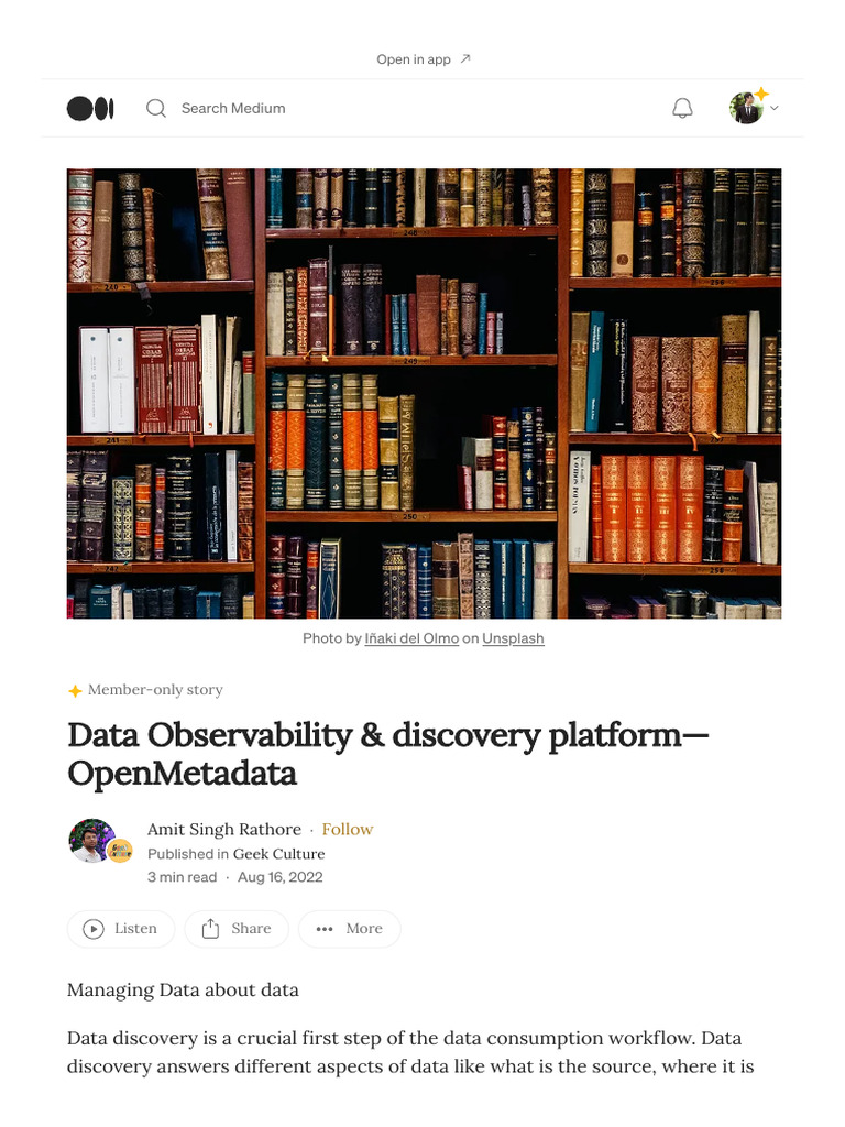 Data Observability & Discovery Platform - OpenMetadata - by Amit Singh ...