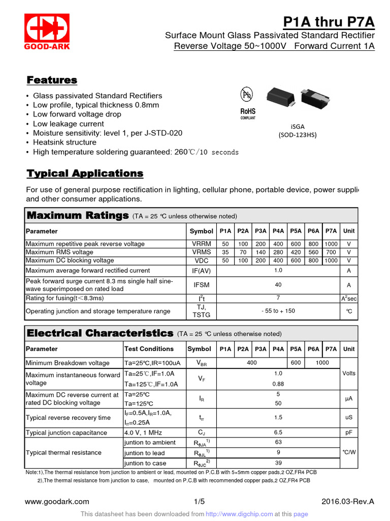 P1A Thru P7A: Features | PDF | Rectifier | Electrical Equipment