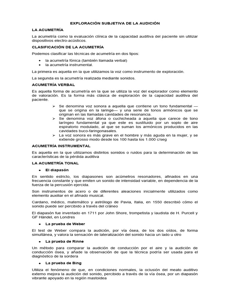 Técnicas de Acumetría y Audiometría | PDF | Sonido | Escuchando