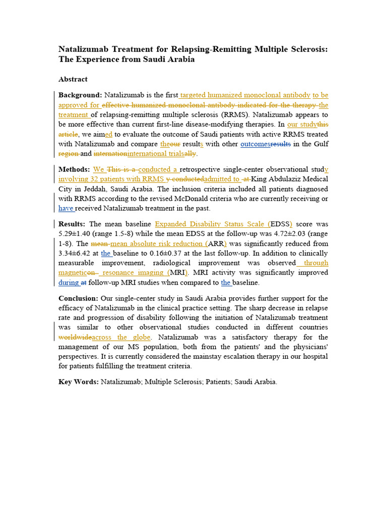 Natalizumab Treatment For Relapsing-Remitting Multiple Sclerosis - The ...