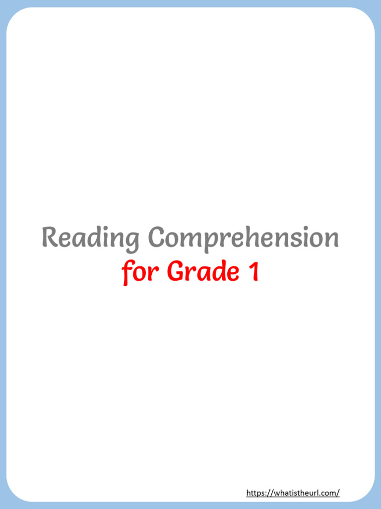 Reading Comprehension Worksheets For Grade 1 | PDF