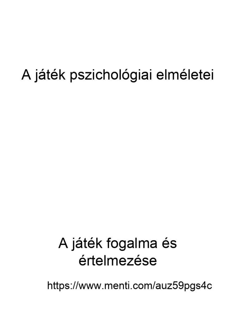 A Jatek Pszichologiai Elmeletei | PDF