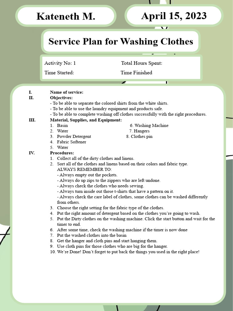 Washing of Clothes | PDF