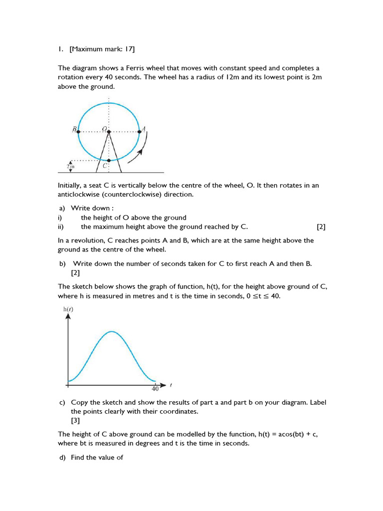 Ferris Wheel and Circular Motion Math Problems | PDF | Length | Acceleration
