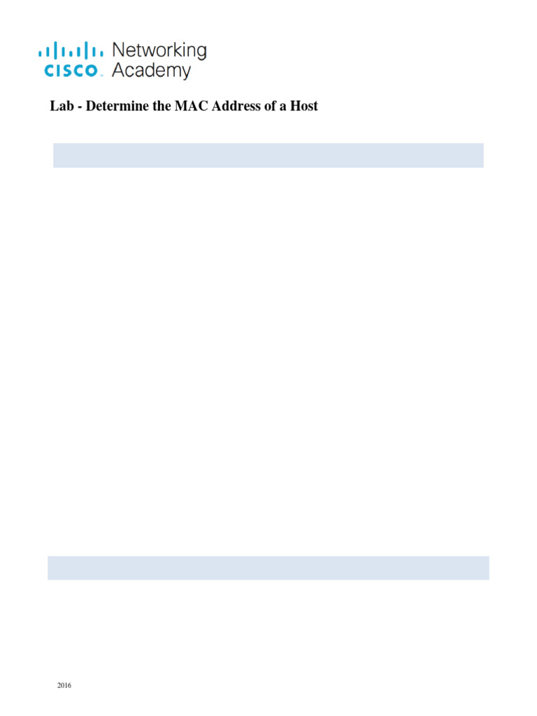 5 4 5 Lab Determine The Mac Address Of A Host Pdf Computer Network Computer Science