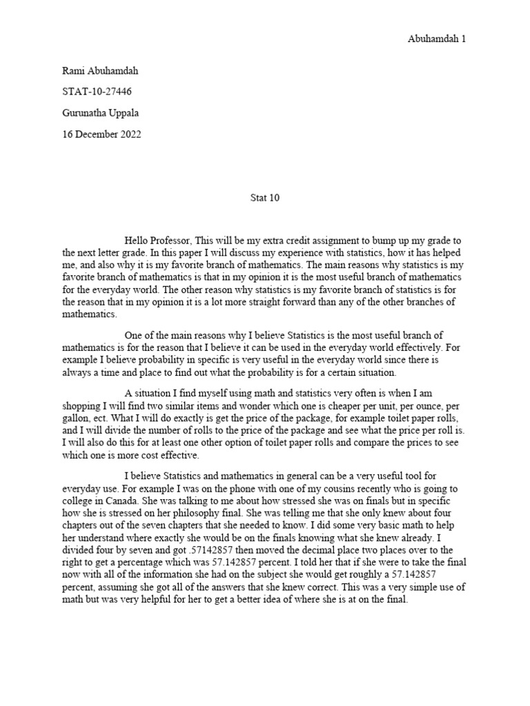 Stat 10 Extra Credit | PDF | Statistics | Mathematics