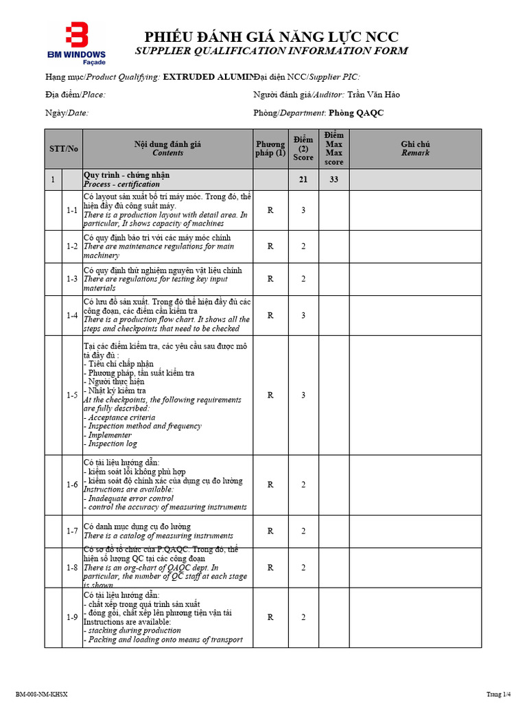 Mau BM-003.1 - Nhom - Qaqc | PDF