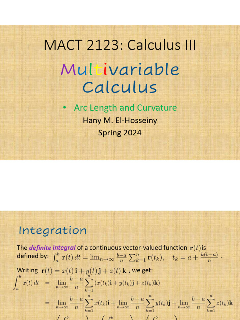 Lecture 3 - Arc Length and Curvature | PDF | Function (Mathematics ...