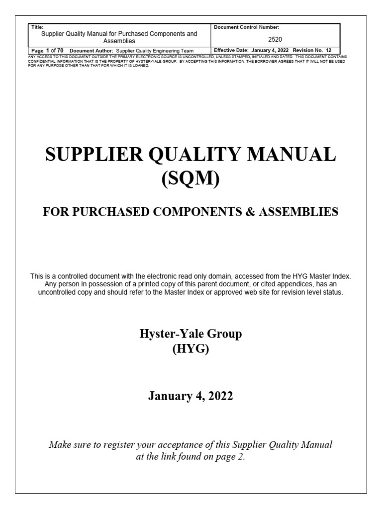 HYG Supplier Quality Manual English | PDF | Quality Management System | Supply Chain