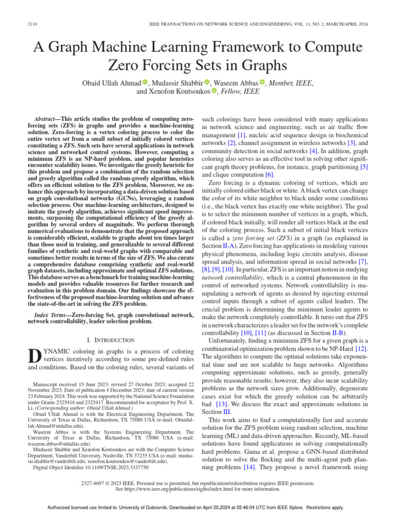 GNNs For Zero Forcing Sets | PDF | Machine Learning | Mathematical Optimization