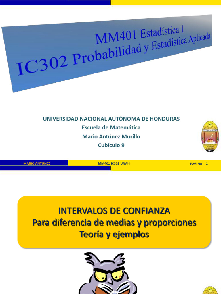 Unidad III Estadística Clase 4 Intervalos de Confianza Dos Poblaciones | PDF | Intervalo de ...