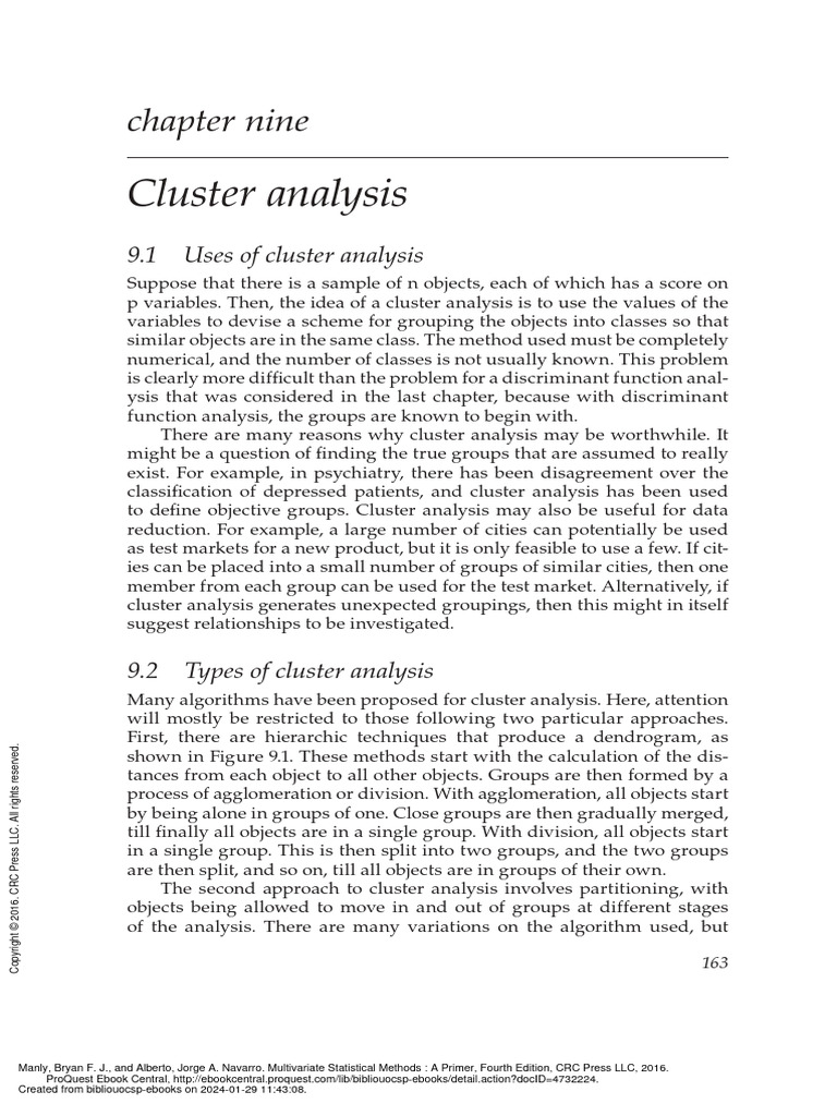 Multivariate Statistical Methods A Primer Fourth E... - (Chapter 9 Cluster Analysis) | PDF ...