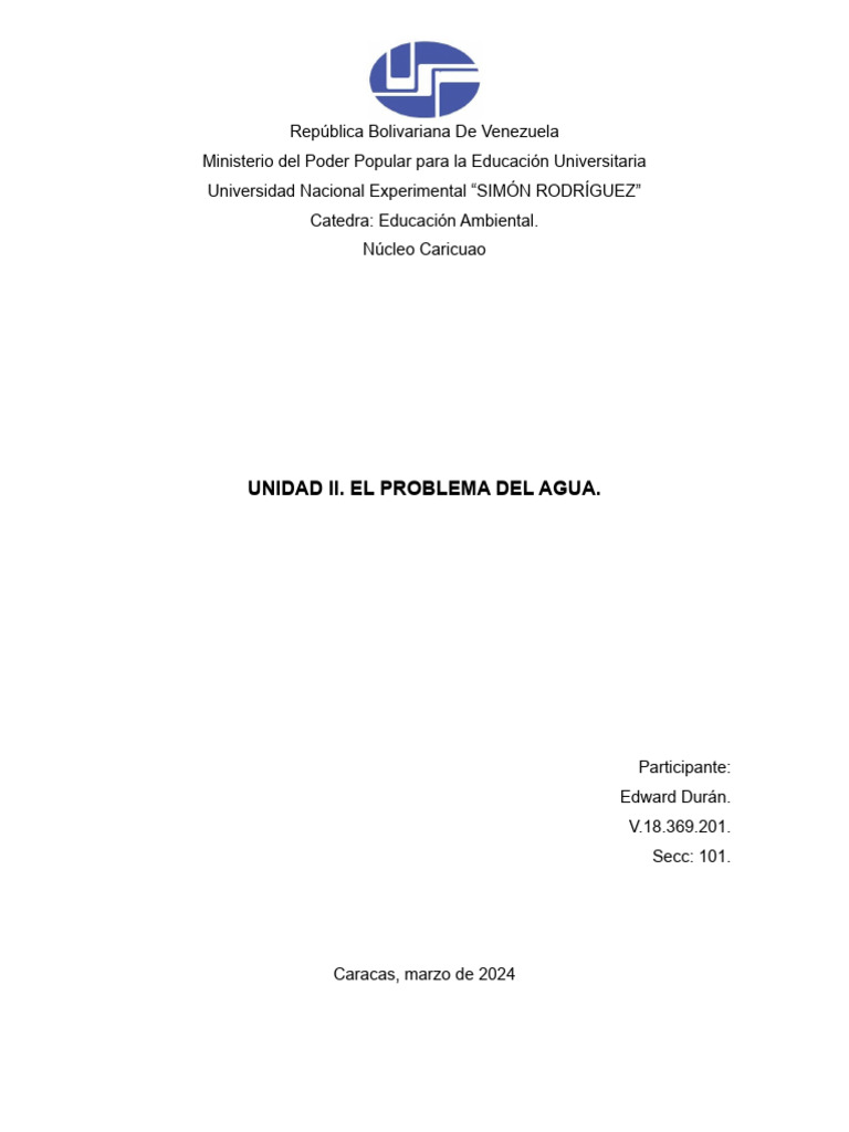 Crisis del Agua en Venezuela: Retos y Soluciones | PDF | Agua | Escasez ...