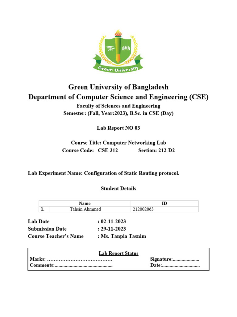 Networking Lab 3 | PDF | Computer Network | Router (Computing)