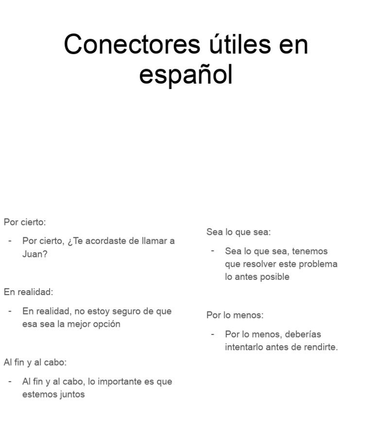 Conectores útiles en español | PDF