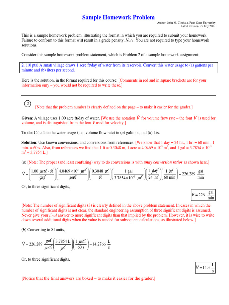 Sample Homework Problem | PDF | Significant Figures
