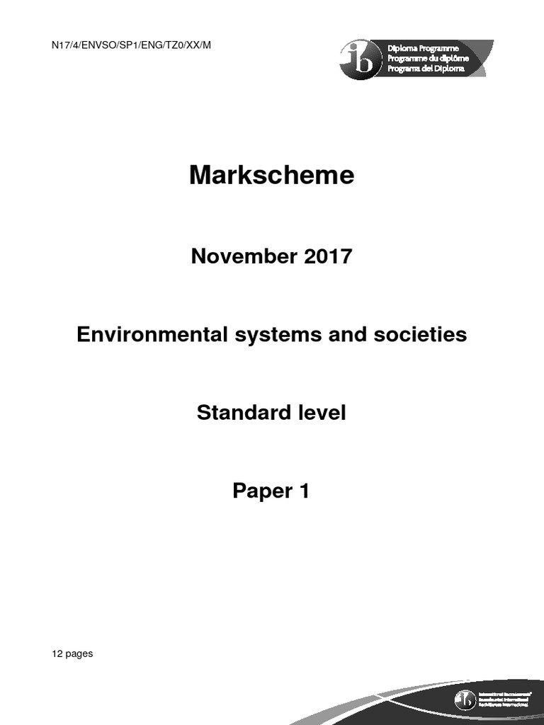 ESS Paper 1 markscheme N17 (Eng) | PDF | Climate Change | Erosion