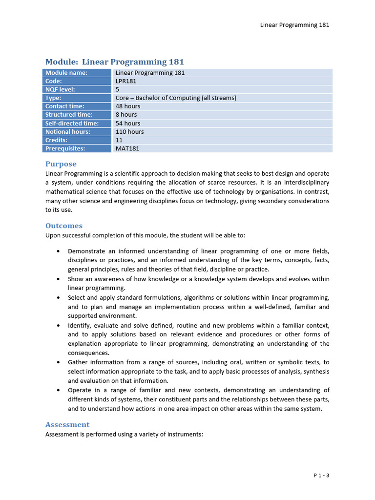 Linear Programming 181 LPR181 | PDF | Linear Programming | Computer ...