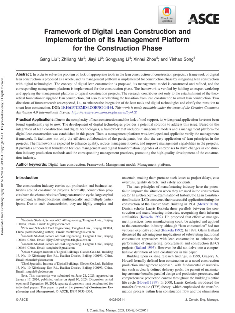 Liu Et Al 2024 Framework of Digital Lean Construction and ...