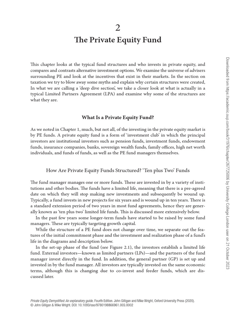Chapter 2-The Private Equity Fund | PDF | Private Equity | Investment Fund