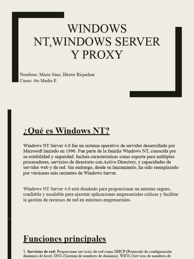 Windows NT y Windows Server 2023 Saez y Riquelme 4°E | PDF | Windows Nt | Microsoft Windows