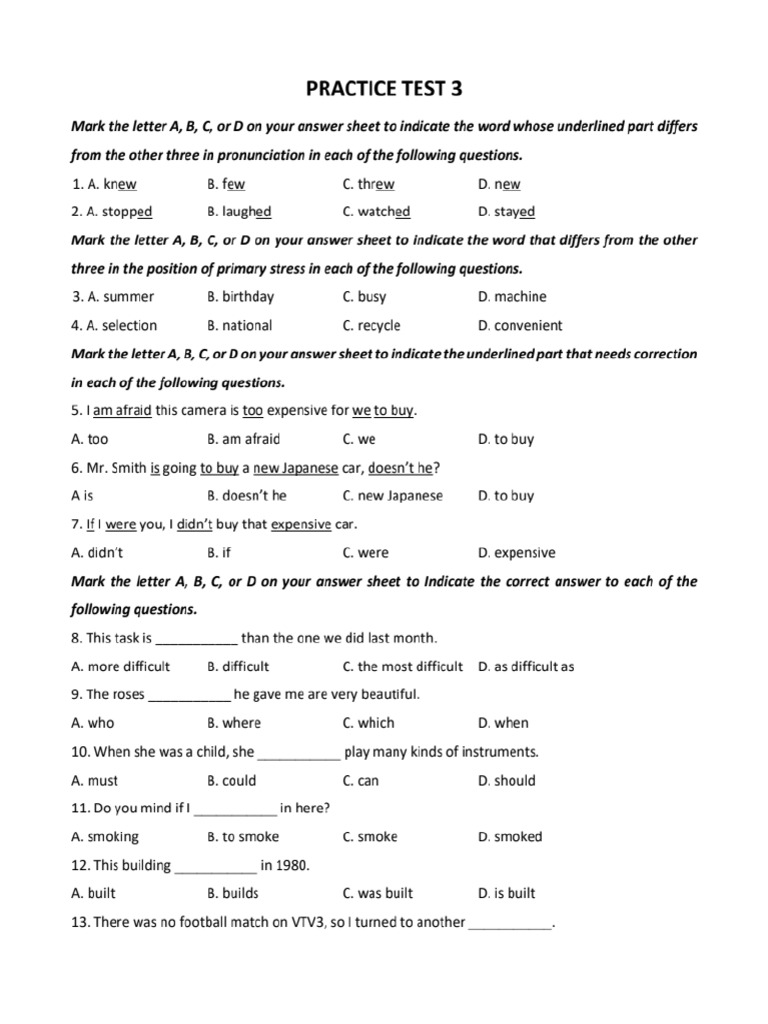 Practice Test 3 Pdf
