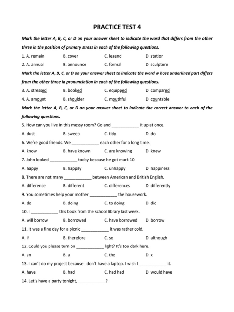 Practice Test 4 | PDF
