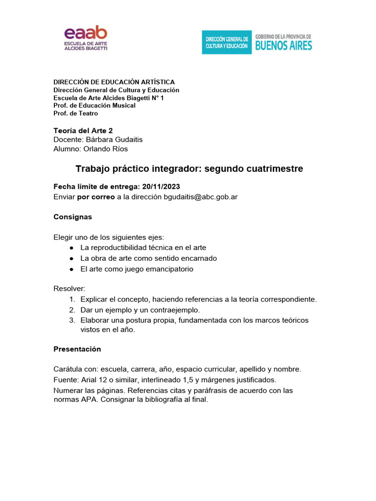 TP 2do Cuatrimestre 2023-TA2-Musica y Teatro | PDF | Teatro | Ignorancia