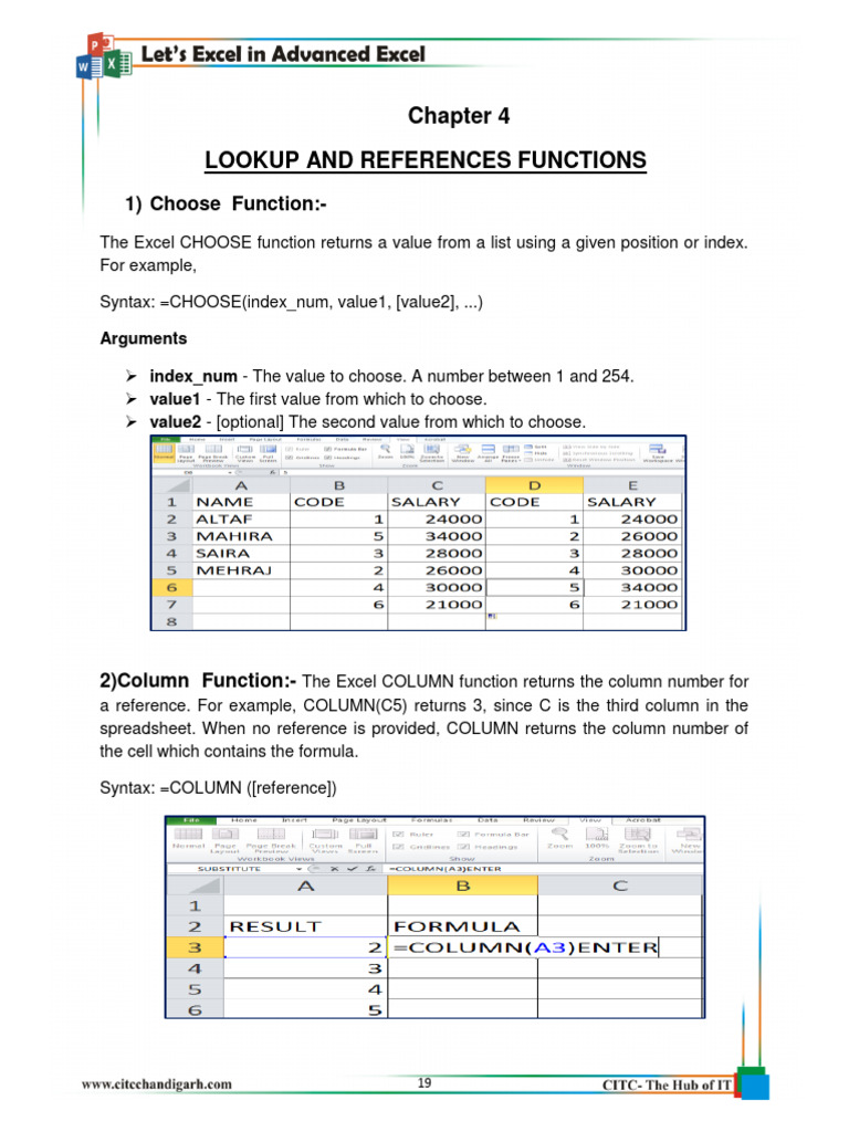 Chapter 4 - LOOKUP AND REFERENCES FUNCTIONS | PDF | Database Index | Microsoft Excel