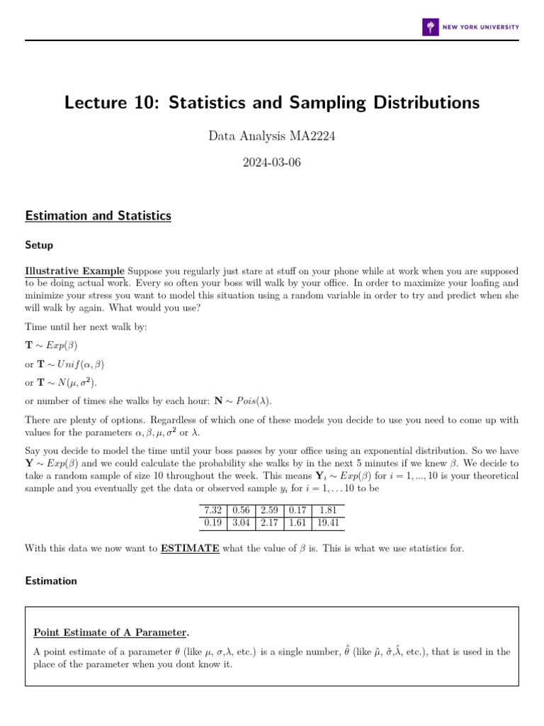 10 Statistics PDF | PDF | Estimator | Mean