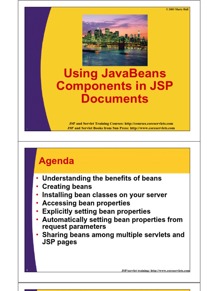 Using Javabeans Components in JSP Documents: Agenda | PDF | Java Server ...