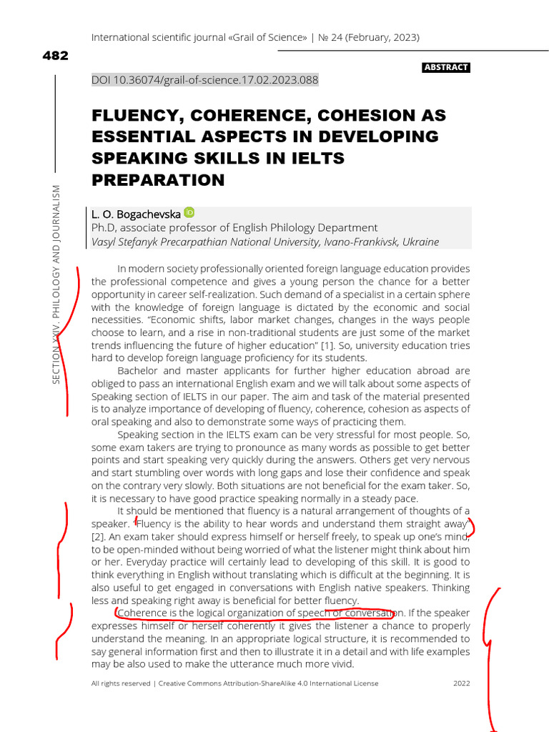 Fluency, Coherence, Cohesion As Essential Aspects in Developing Speaking Skills in Ielts ...