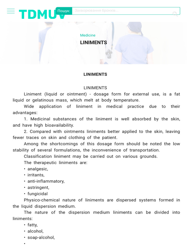 Overview of Liniments in Pharmacy | PDF | Emulsion | Topical Medication
