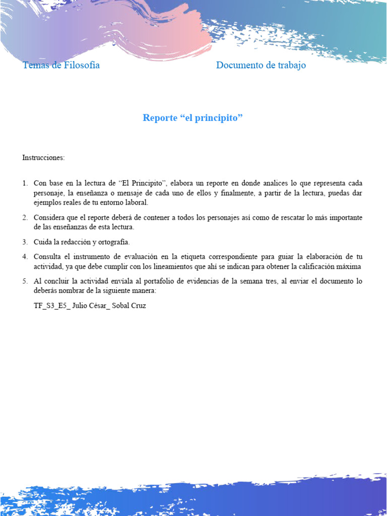 TF - S3 - E5 - Julio César - Sobal Cruz | PDF | El Principito | Experiencia