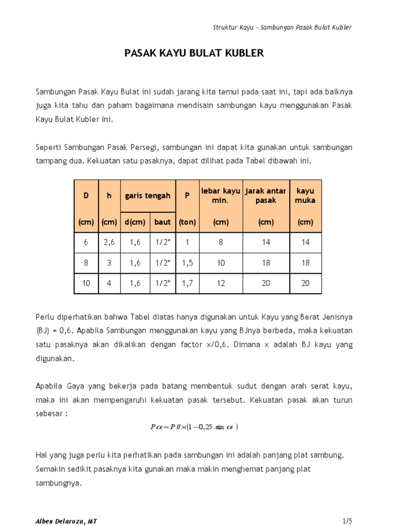 Sambungan Pasak Kayu Bulat Kubler | PDF | Sains & Matematika