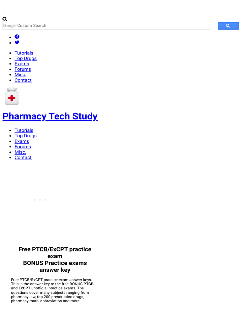 Pharmacy Tech Study: Tutorials Top Drugs Exams Forums Misc. Contact ...