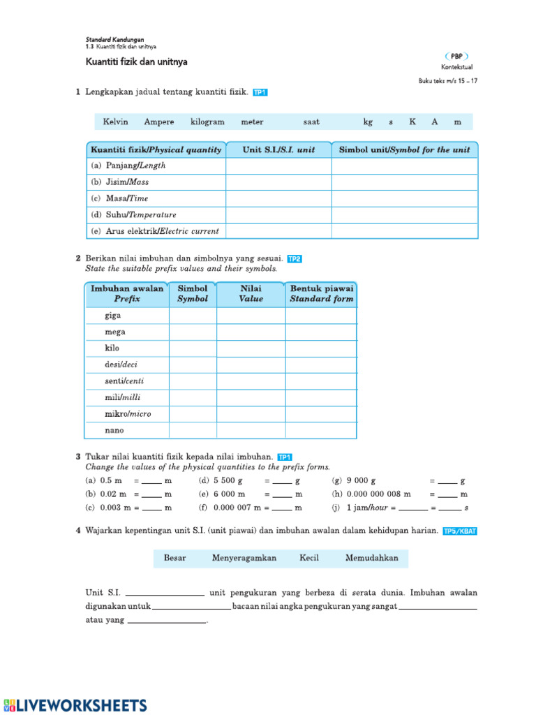 Latihan Sains Bab 1 | PDF