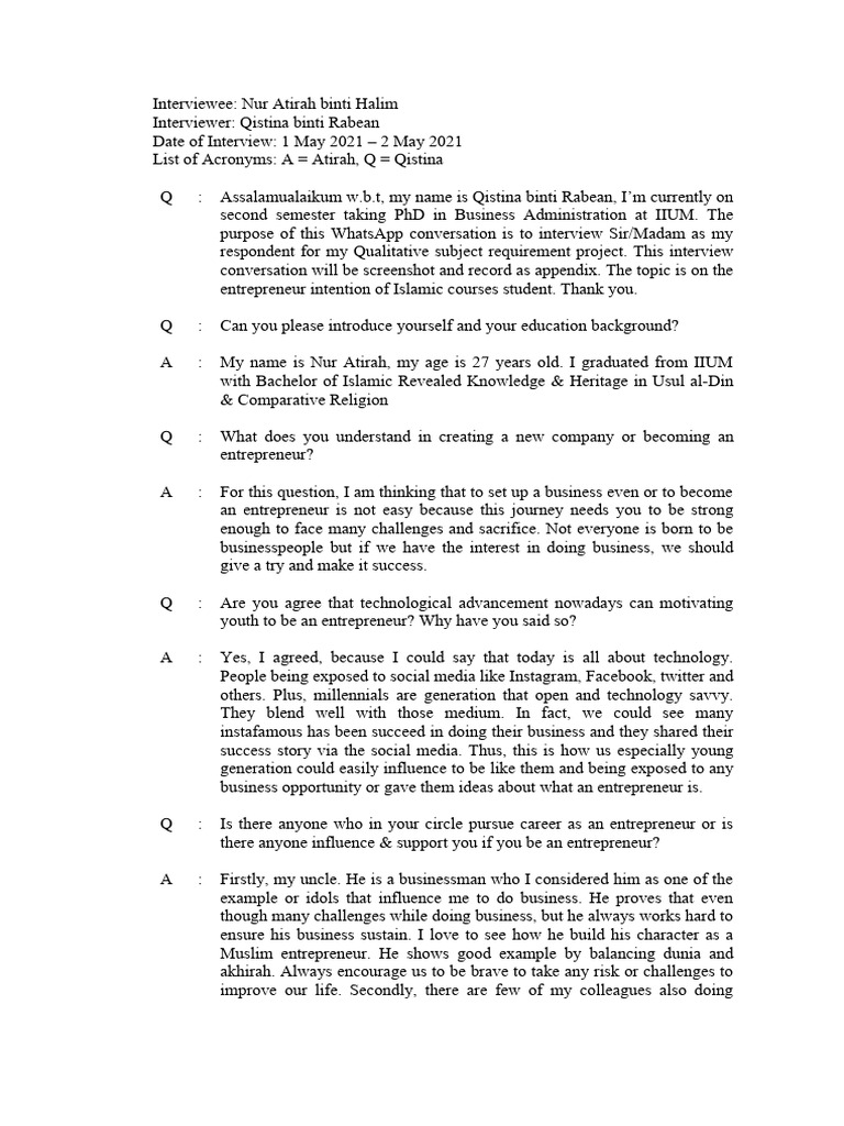 Interview Trascript 2 | PDF | Entrepreneurship | Social Media