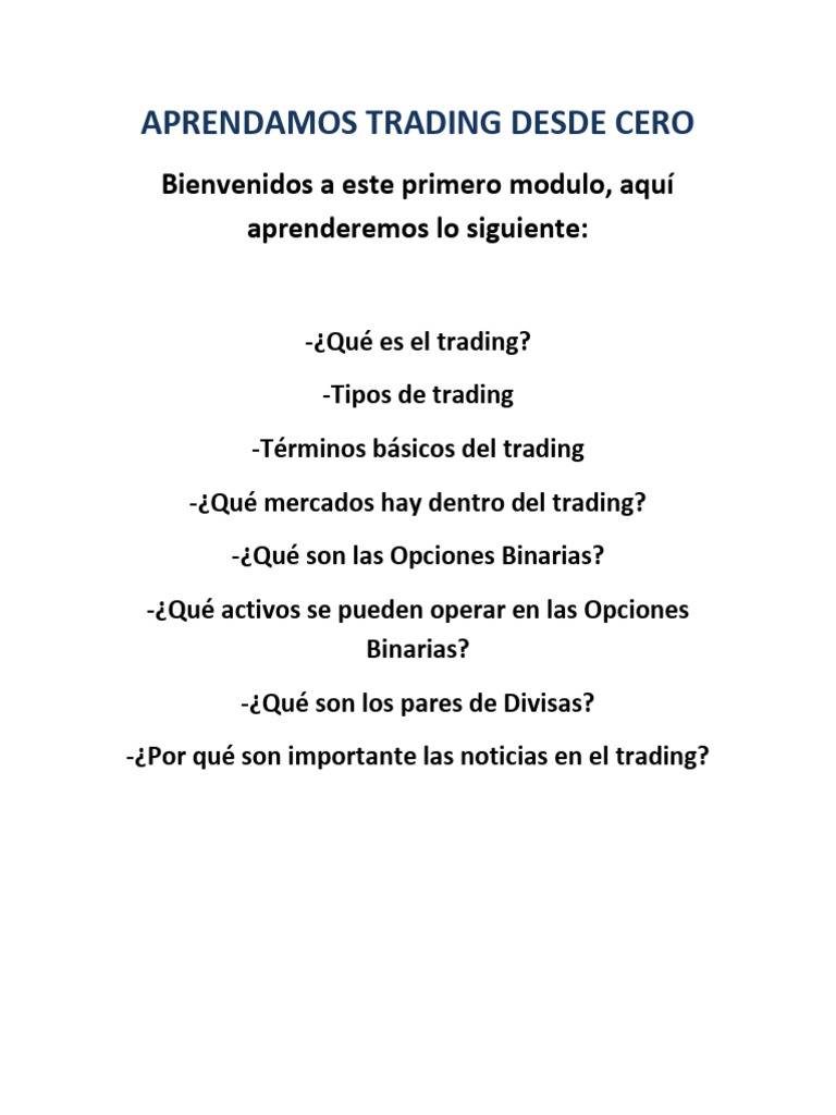 1 Qué es el trading | PDF | Comerciante (Finanzas) | Opción (Finanzas)