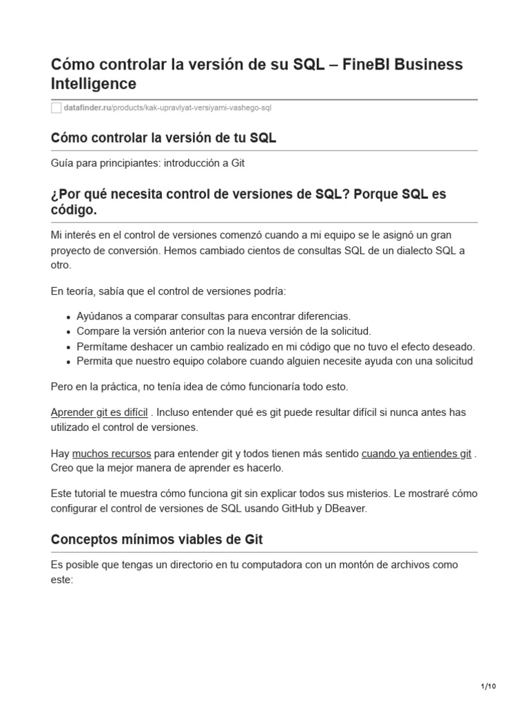 datafinder.ru-Cómo controlar la versión de su SQL FineBI Business Intelligence | PDF | Control ...