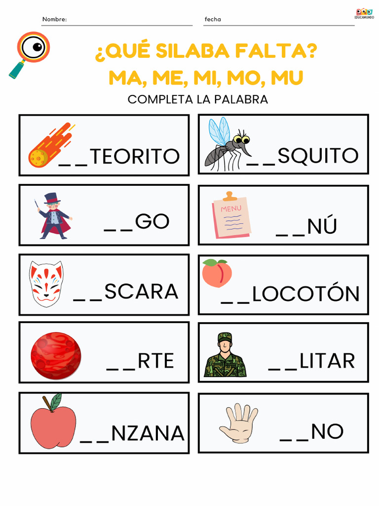 Ejercicios Silabas Ma Me Mi Mo Mu | PDF