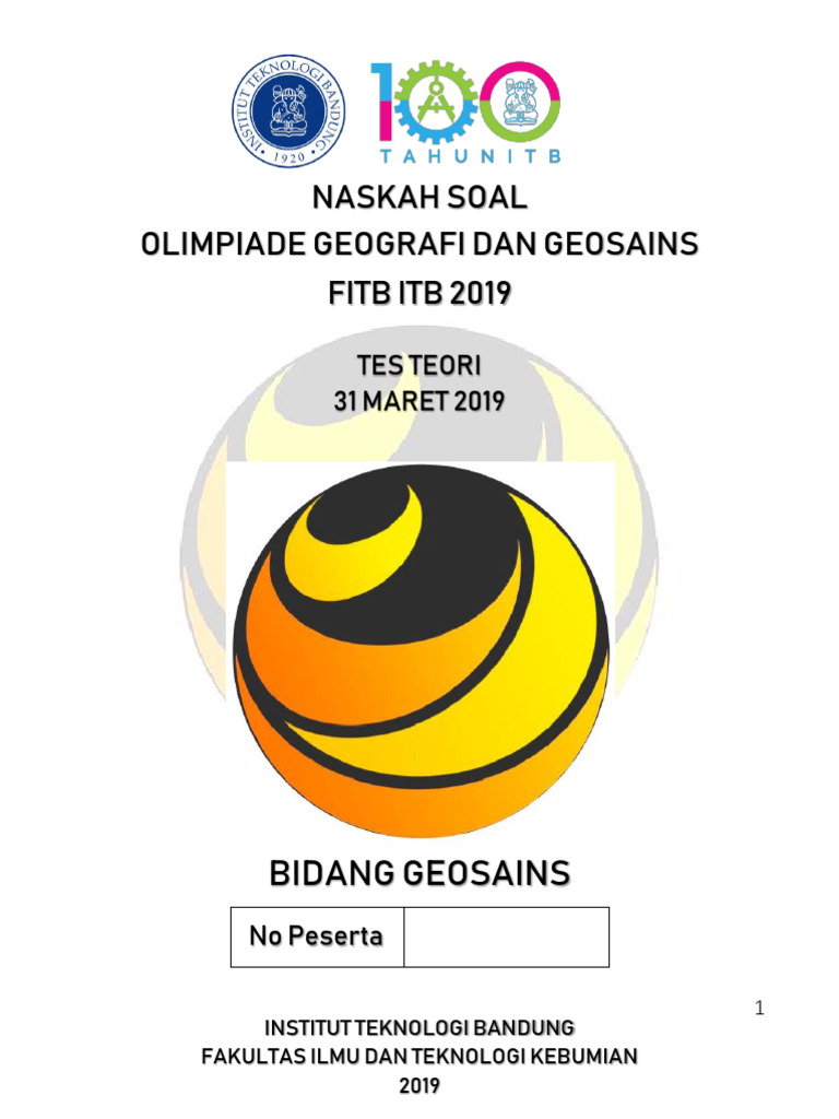 Soal Tes Teori OGG FITB ITB 2019 - Bidang Kebumian | PDF